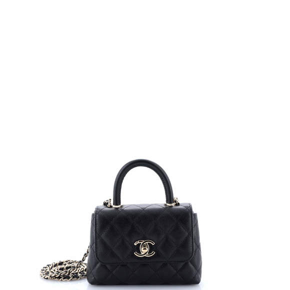 CHANEL | Bags | Chanel Extra Mini Coco Top Handle Bag Quilted Caviar ...